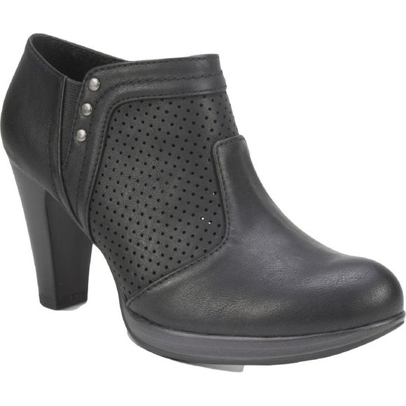 Rialto | Shoes | Rialto Womens Pete Black Faux Leather Stacked Heel ...
